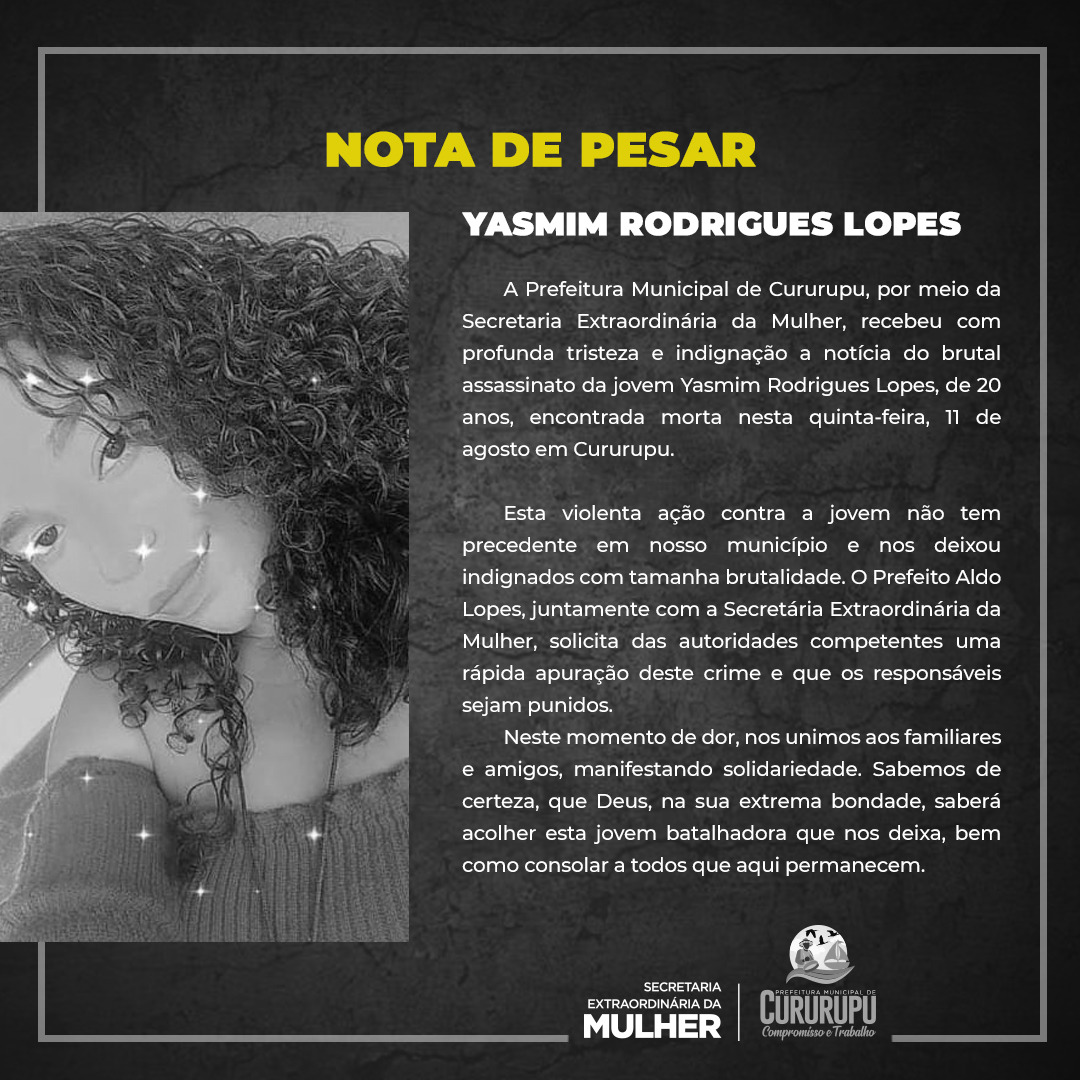 LUTO: Corpo de Yasmim Rodrigues é encontrado, familiares e amigos lamento o crime cruel e pedem ...